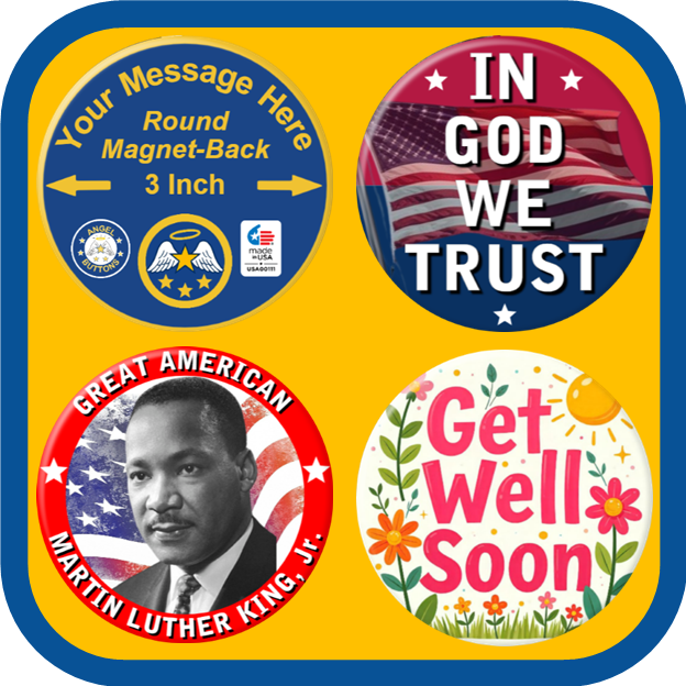Round, 3 inch, Magnet-Back - Angel Buttons